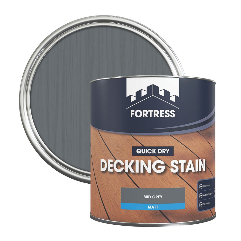 Fortress 2.5Ltr Mid Grey Anti Slip Decking Stain - Screwfix