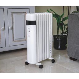 TCP 2000W Electric Portable 9-Fin Oil-Filled Radiator White - Screwfix