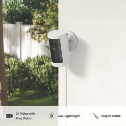 Ring Cam Plus Mains-Powered White Wired 2K Outdoor Cylinder Smart ...