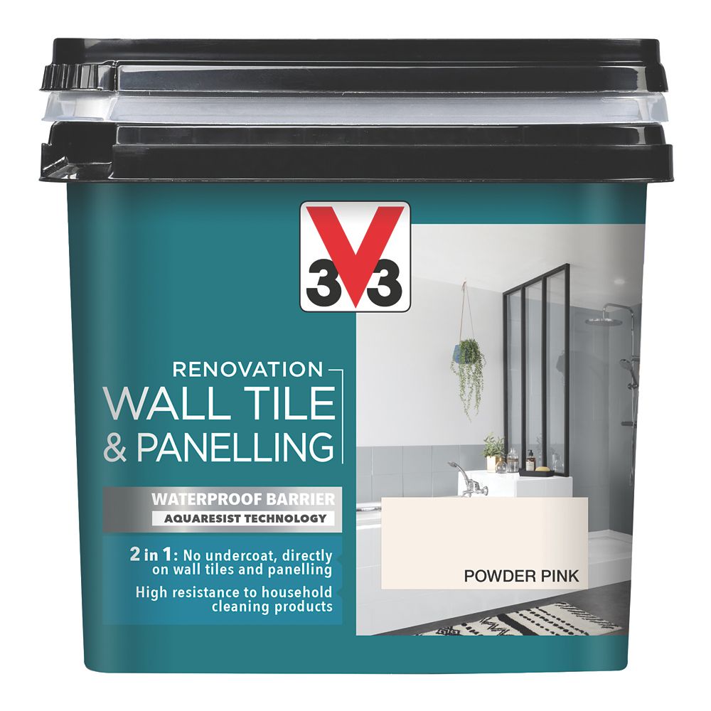 V33 750ml Powder Pink Satin Tile Paint - Screwfix