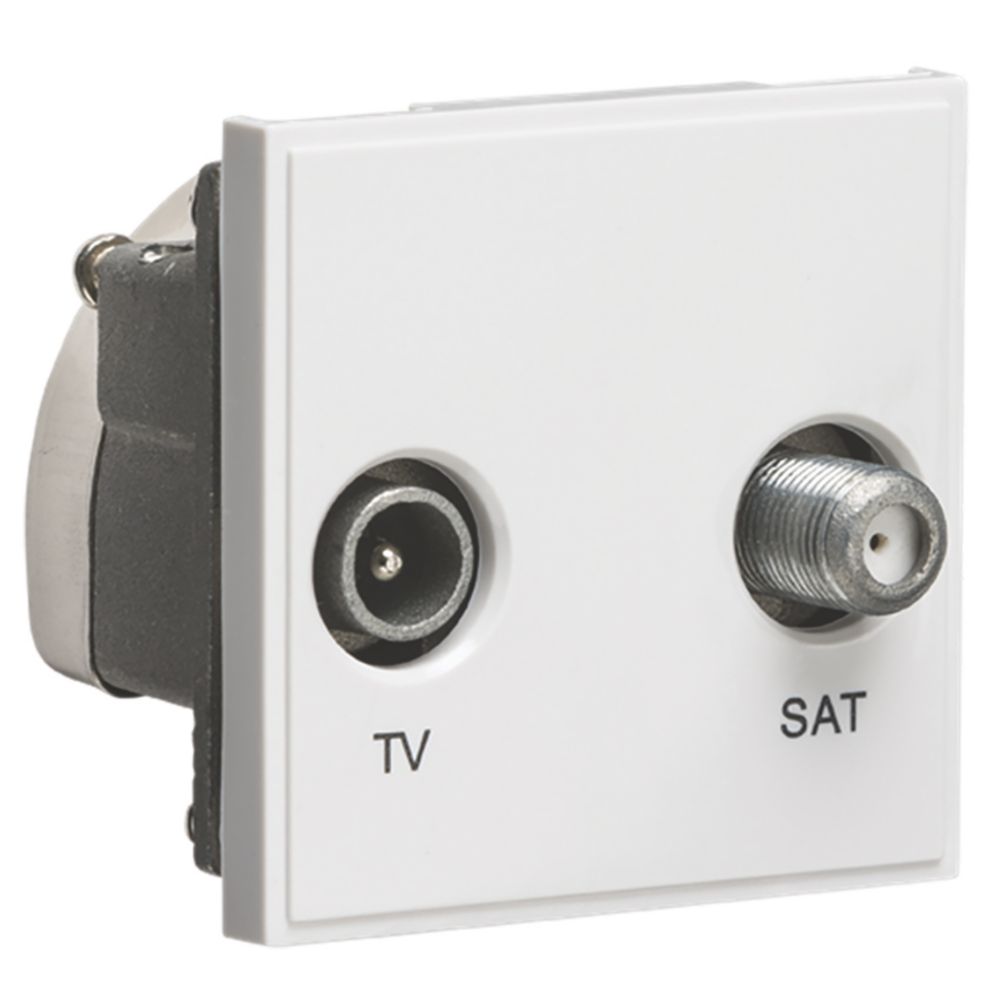 Knightsbridge Diplex Modular Coaxial TV / FM & Satellite Socket White ...