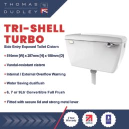 Thomas Dudley Ltd Side-Inlet Lever-Assisted Tri-Shell Cistern 9Ltr ...