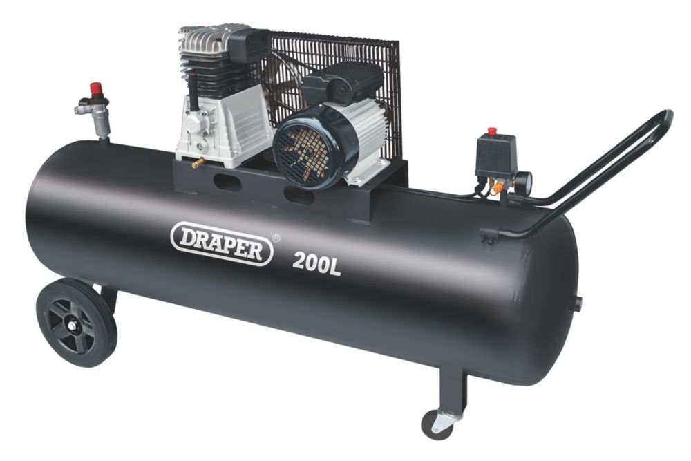 Draper 55315 200Ltr Brushless Electric Belt-Driven Air Compressor 230V ...
