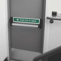 Essentials Non Photoluminescent "Push Bar To Open" Sign 75mm x 600mm ...
