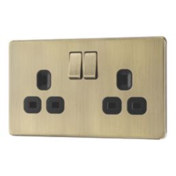 LAP 13A 2-Gang DP Switched Socket Antique Brass with Black Inserts ...