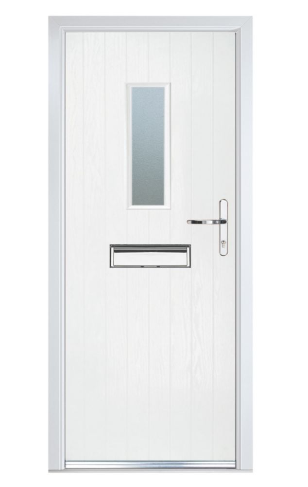 Crystal Cottage 1-Light Left or Right-Handed White Composite Front Door ...