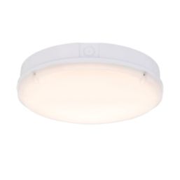 Saxby Forca Outdoor Round LED Bulkhead With Microwave Sensor Gloss ...