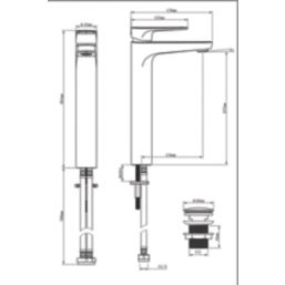 Swirl Caldew Silver 301mm Tall Round Head Mono Basin Mixer Tap With ...
