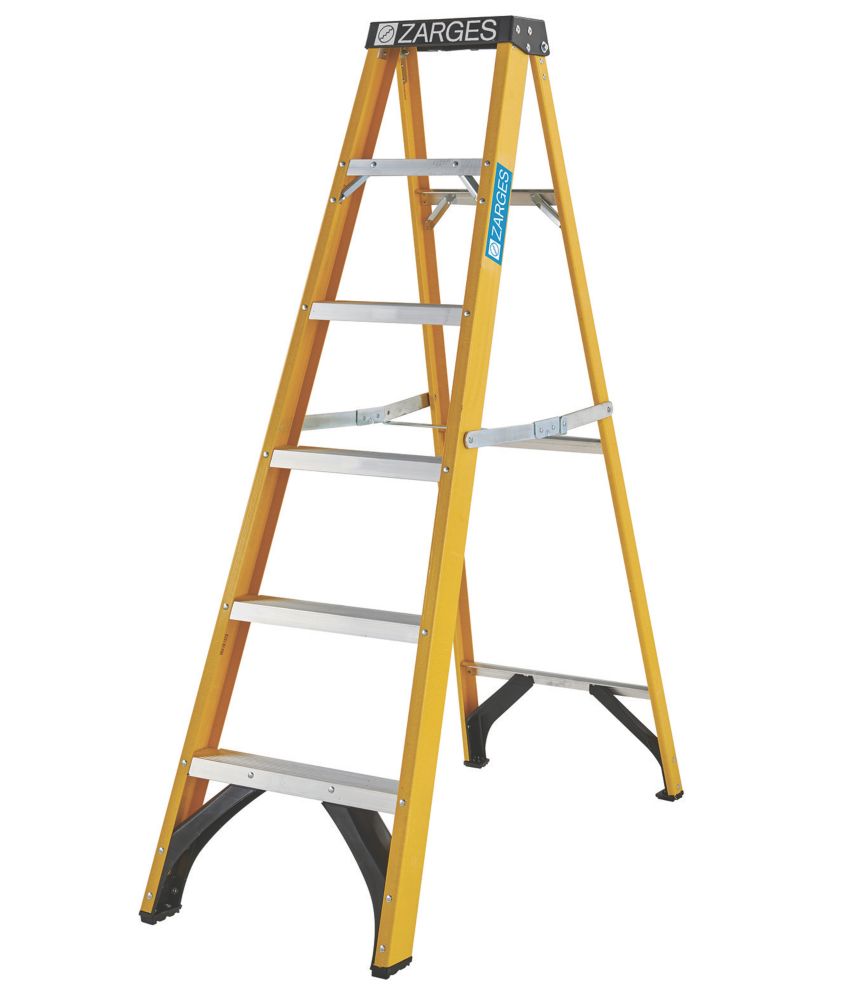 Zarges Fibreglass 1.6m 6 Step Swingback A Frame Step Ladder - Screwfix