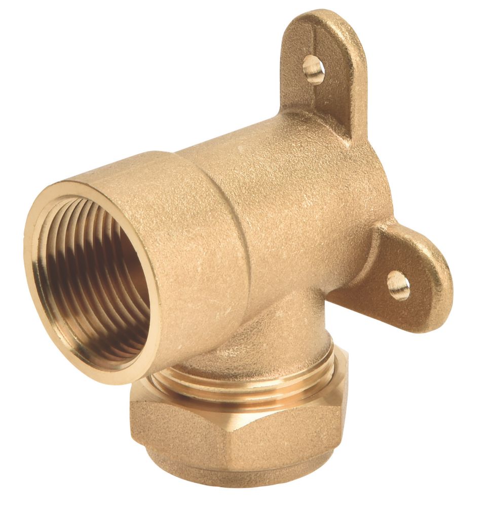 Flomasta Brass Compression Adapting 90° Wall Plate Elbow 22mm x 3/4 ...