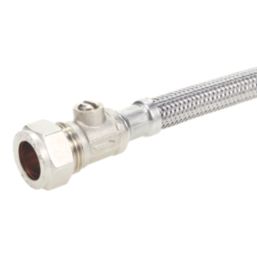 Essentials Flexible Tap Connector with Isolating Valve 15mm x 3/4 x ...