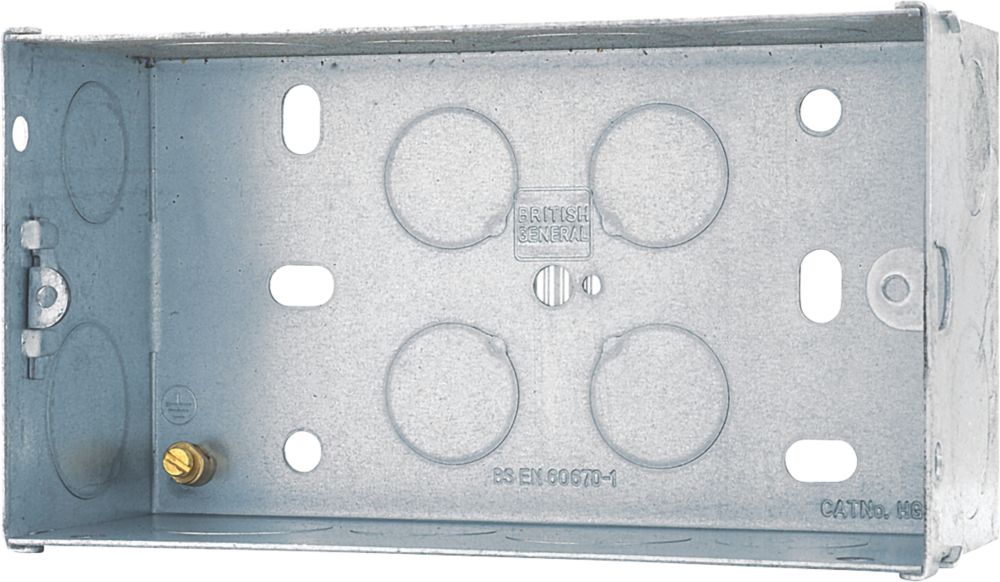 British General 2-Gang Galvanised Steel Back Box 47mm - Screwfix