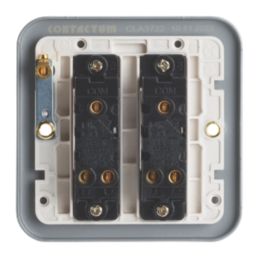 Contactum 10AX 2-Gang 2-Way Metal Clad Light Switch with White Inserts ...