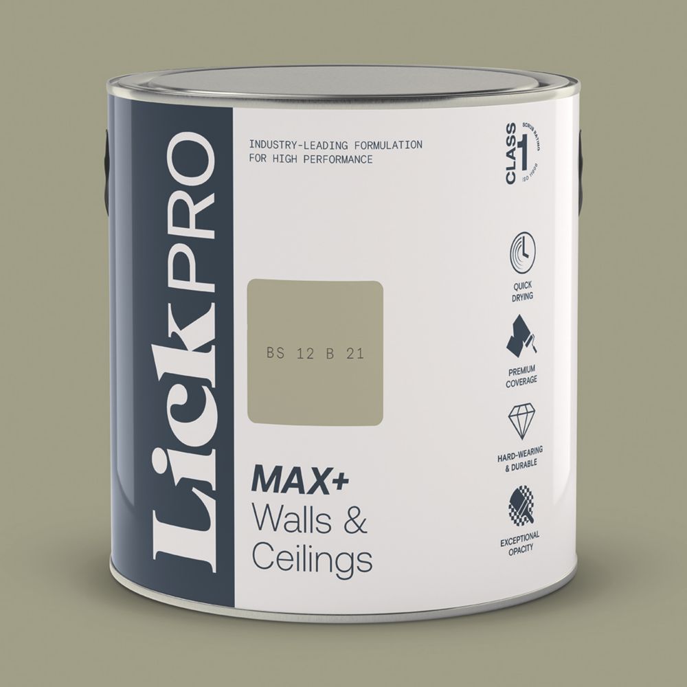LickPro Max+ 2.5Ltr Green BS 12 B 21 Matt Emulsion Paint - Screwfix