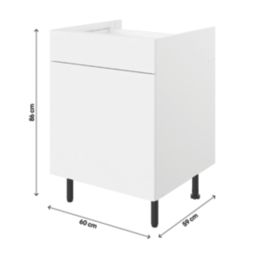 Pragma 1-Door 1-Drawer Matt White 600mm x 590mm x 860mm Flat Packed ...