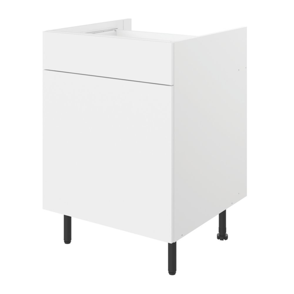 Pragma 1-Door 1-Drawer Matt White 600mm x 590mm x 860mm Flat Packed ...