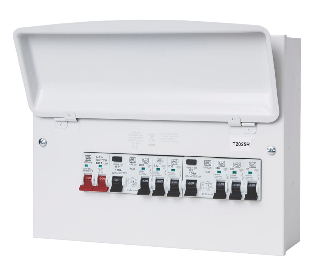 MK Sentry 12-Module 6-Way Populated High Integrity Dual RCD Consumer Unit - Screwfix