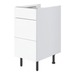 Pragma 3 Drawer Matt White 400mm x 590mm x 860mm Flat Packed Kitchen Base Unit Screwfix